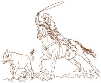 Roping Cowboy Outline